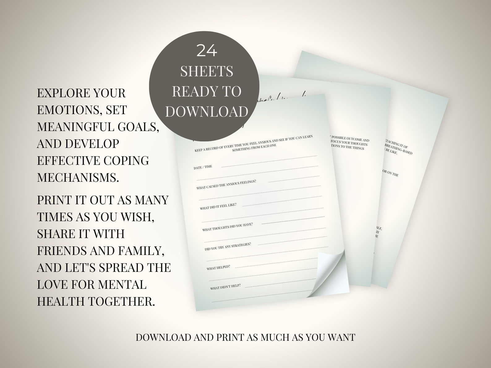 Anxiety Coping Skills Workbook, Printable Thought Challenging Anxiety ...