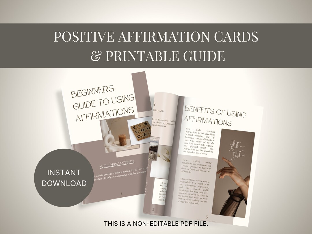 Positive Affirmation Bundle, Printable Ebook Guide With Affirmation ...