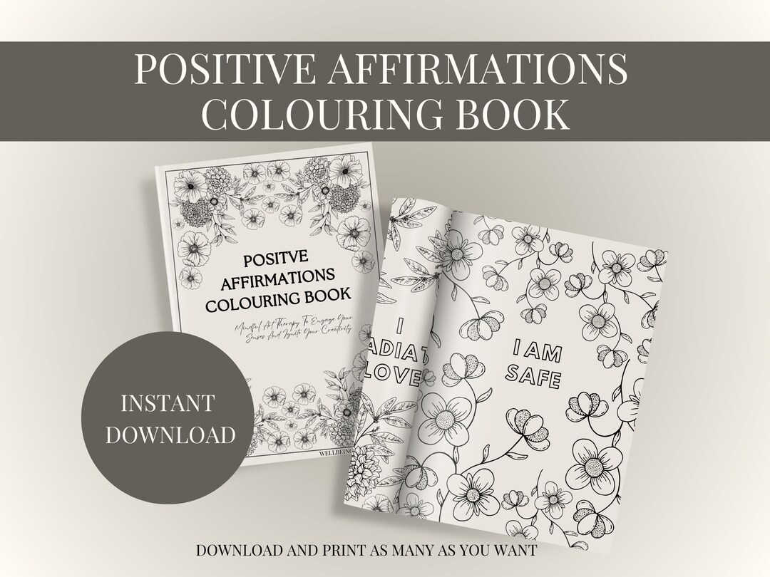 Positive Affirmations Colouring Book Mindful Therapeutic - Etsy