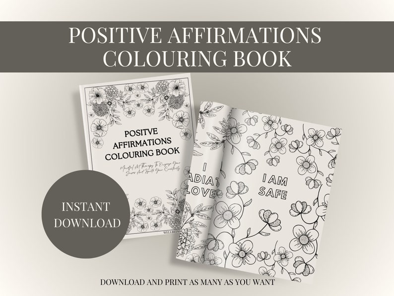 Positive Affirmations Colouring Book Mindful Therapeutic - Etsy
