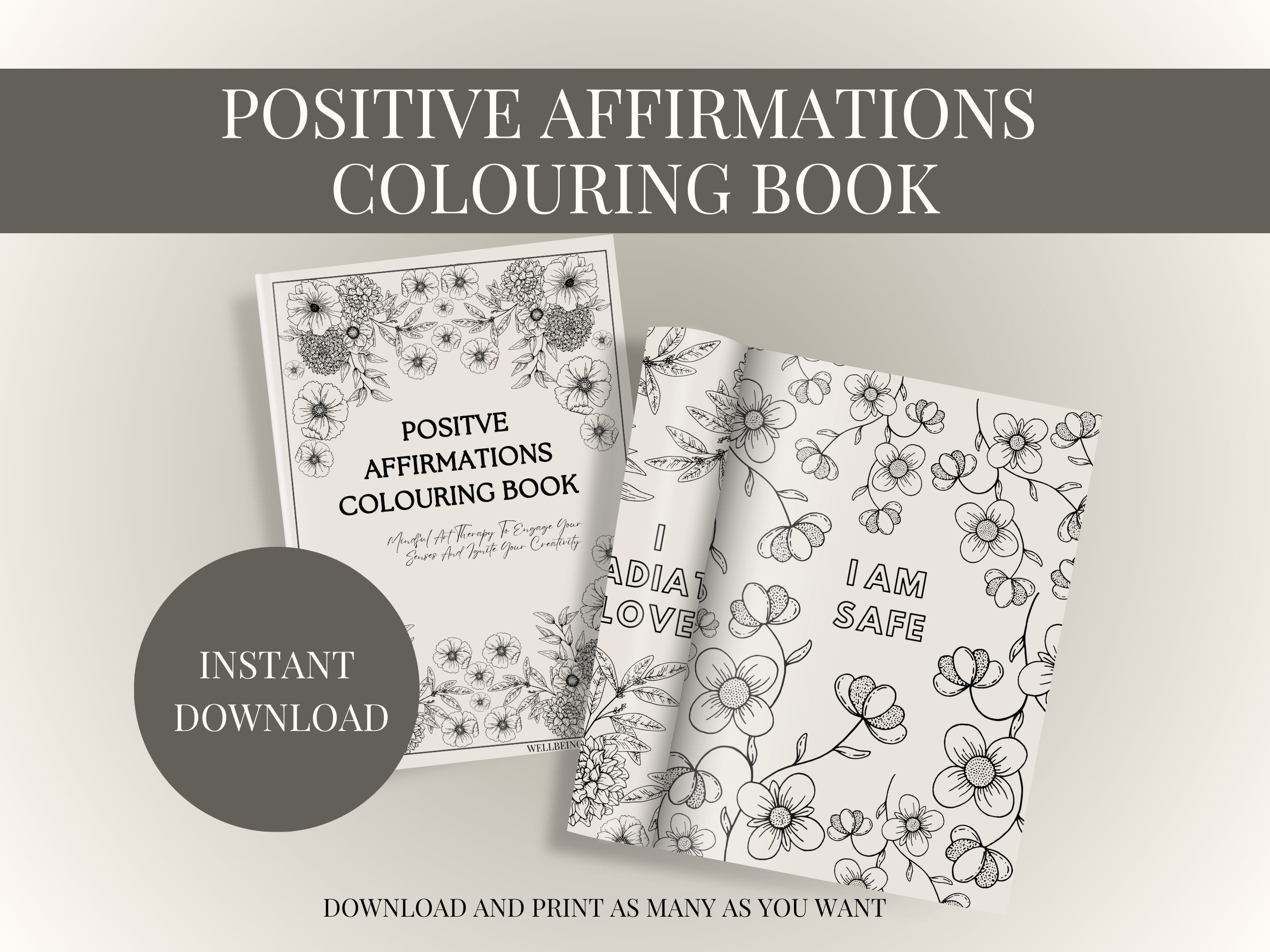 Positive Affirmations Colouring Book Mindful Therapeutic - Etsy