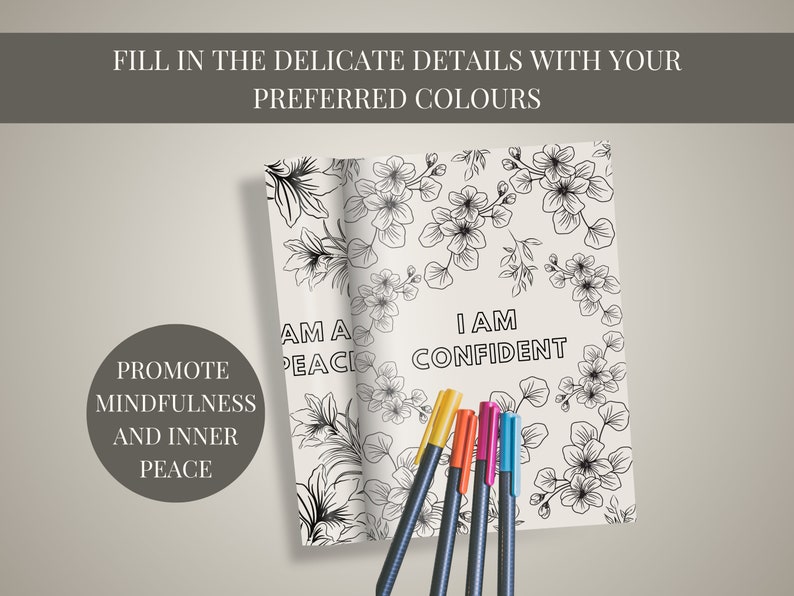 Positive Affirmations Colouring Book Mindful Therapeutic - Etsy