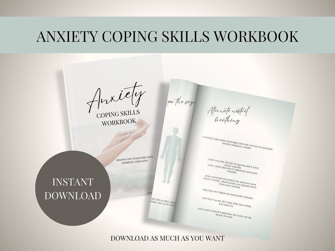 Anxiety Coping Skills Workbook, Printable Thought Challenging Anxiety ...