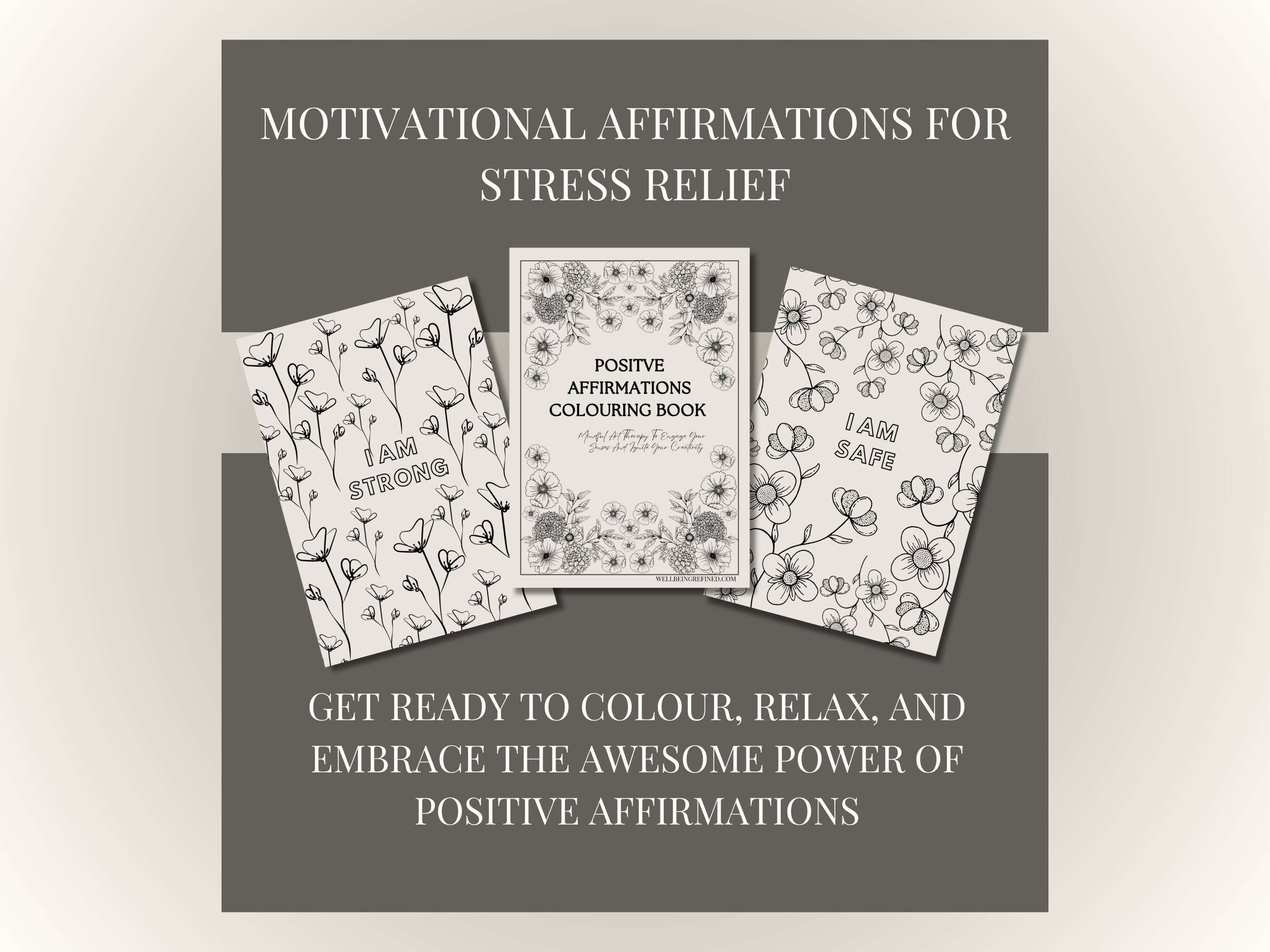 Positive Affirmations Colouring Book Mindful Therapeutic - Etsy