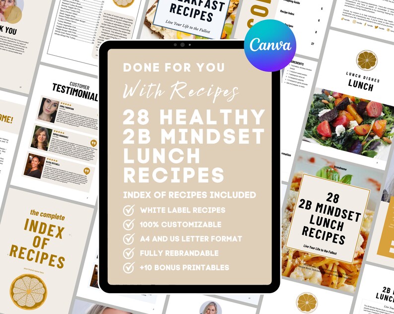 2B Mindset Meal Plan Cookbook Healthy Meal Planning Health Wellness ...