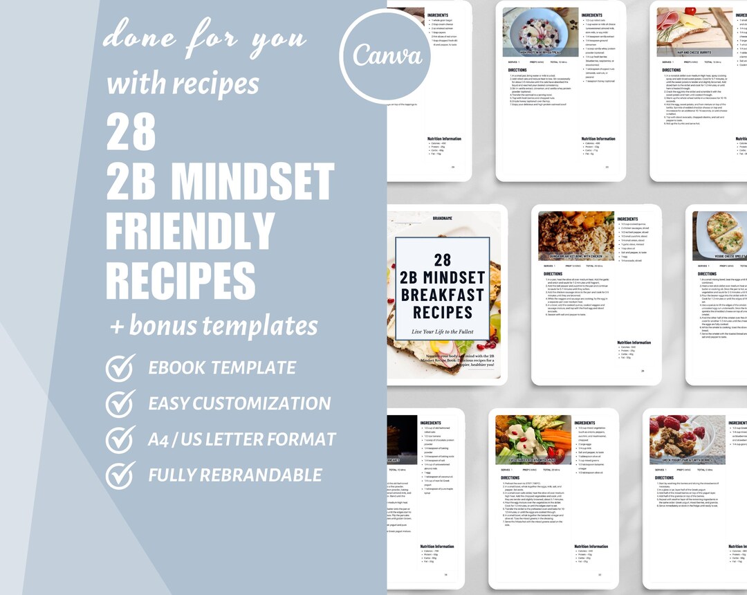 Weight Loss 2B Mindset Meal Prep Recipes, Ebook Template Canva, Weekly ...