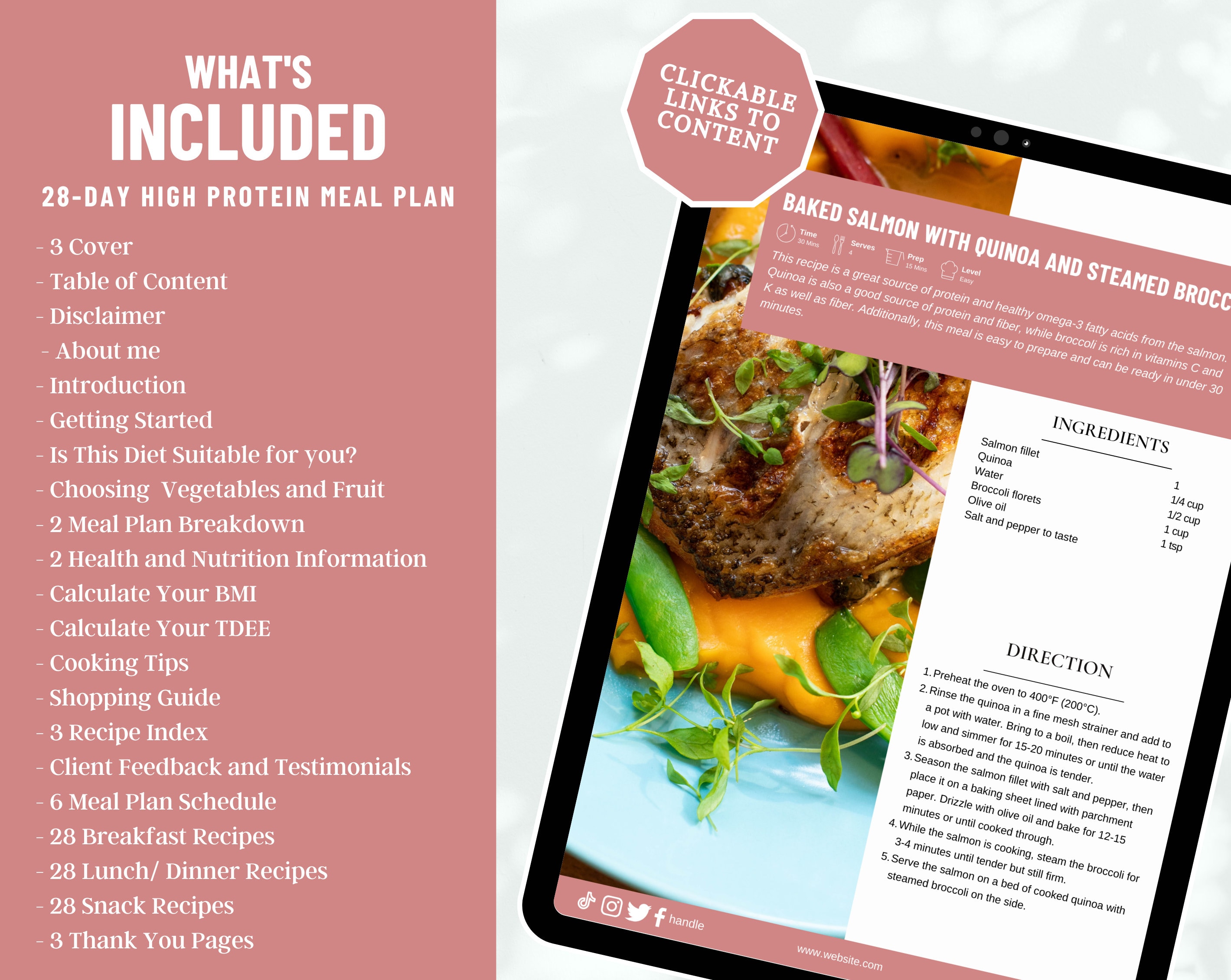 28-day High Protein Meal Plan: Cookbook Canva Template (digital) - Etsy