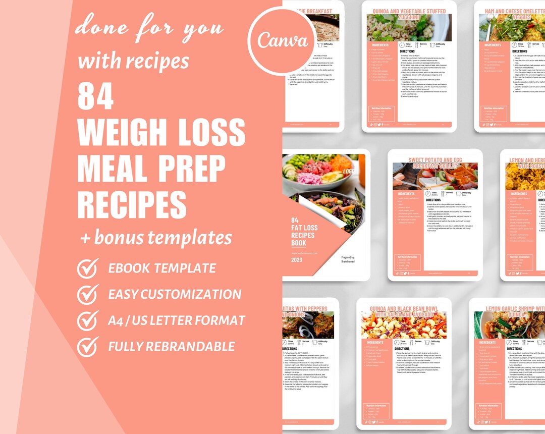 84 Fat Loss Meal Prep Recipes: Calorie Deficit (digital Download) - Etsy