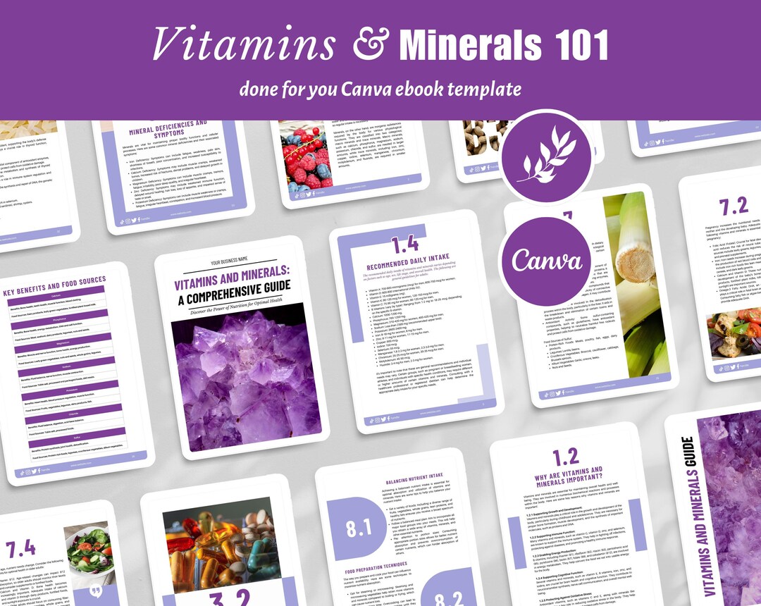 Ebook Template Canva, Vitamins and Minerals, Small Business Templates ...