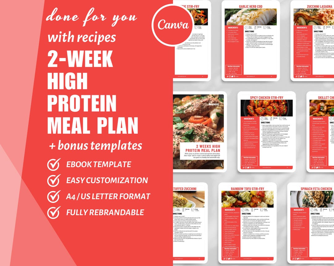 2-week High Protein Meal Plan Template, Easy Recipe, Cookbook Recipe ...