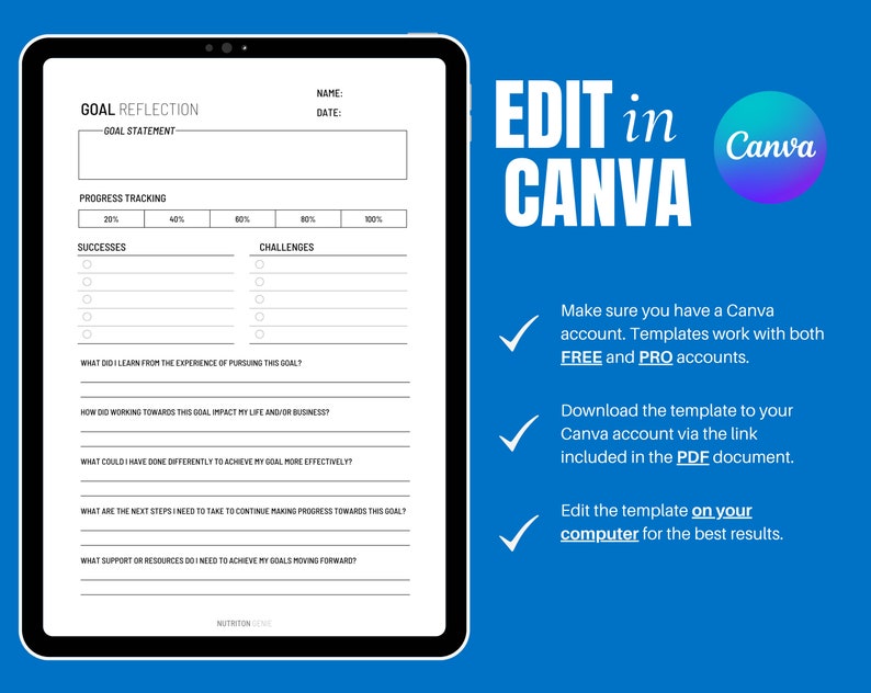 Goal Reflection Worksheet Digital Download Goals Setting Worksheet ...
