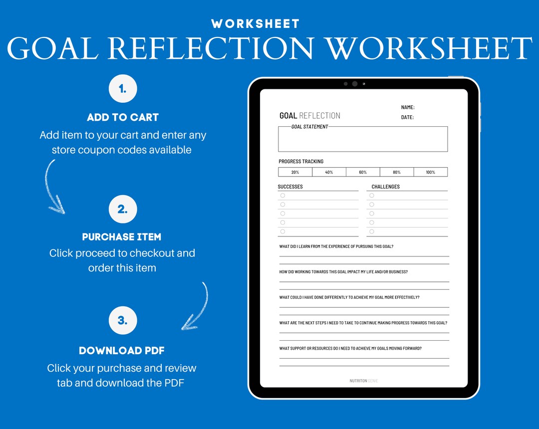 Goal Reflection Worksheet Digital Download Goals Setting Worksheet ...