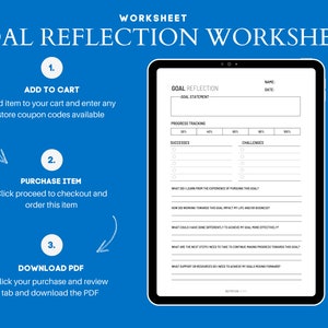 Goal Reflection Worksheet Digital Download Goals Setting Worksheet ...