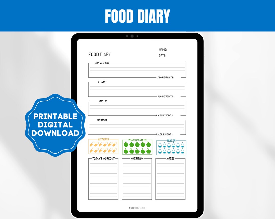 Meal Planning Food Diary Digital Download Meal Planner Canva Template ...