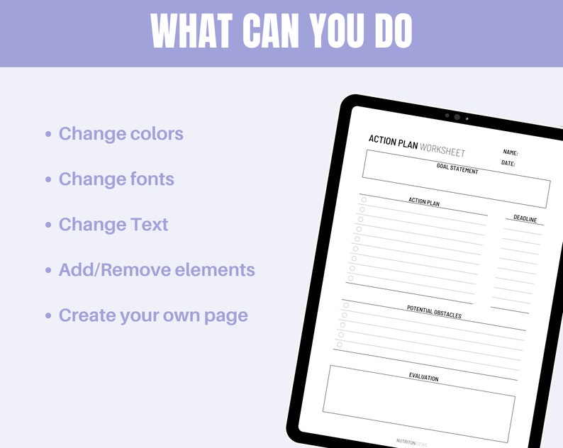 Digital Goal Action Plan Canva Worksheet Goal Action Plan - Etsy