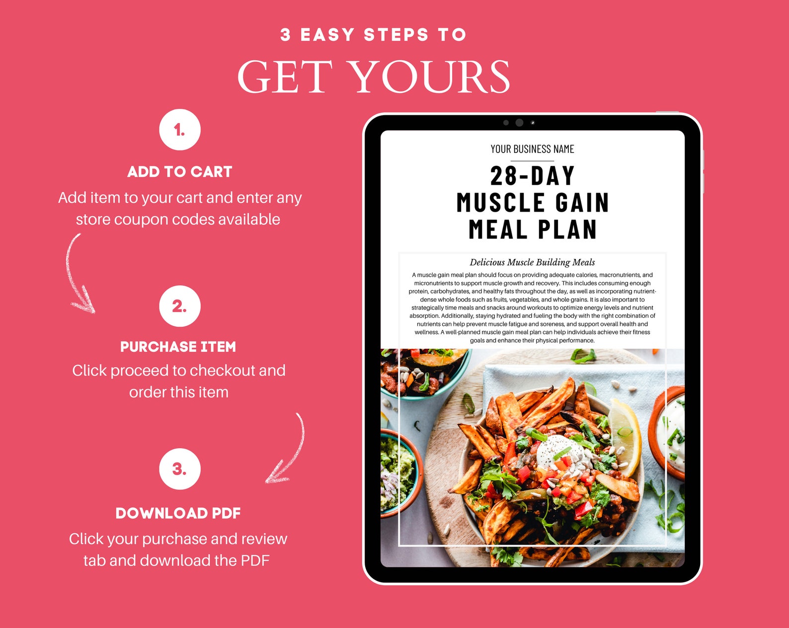 28-day Muscle Gain Meal Plan, Cookbook Recipe Template Canva, Ebook ...