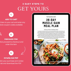 28-day Muscle Gain Meal Plan, Cookbook Recipe Template Canva, Ebook ...