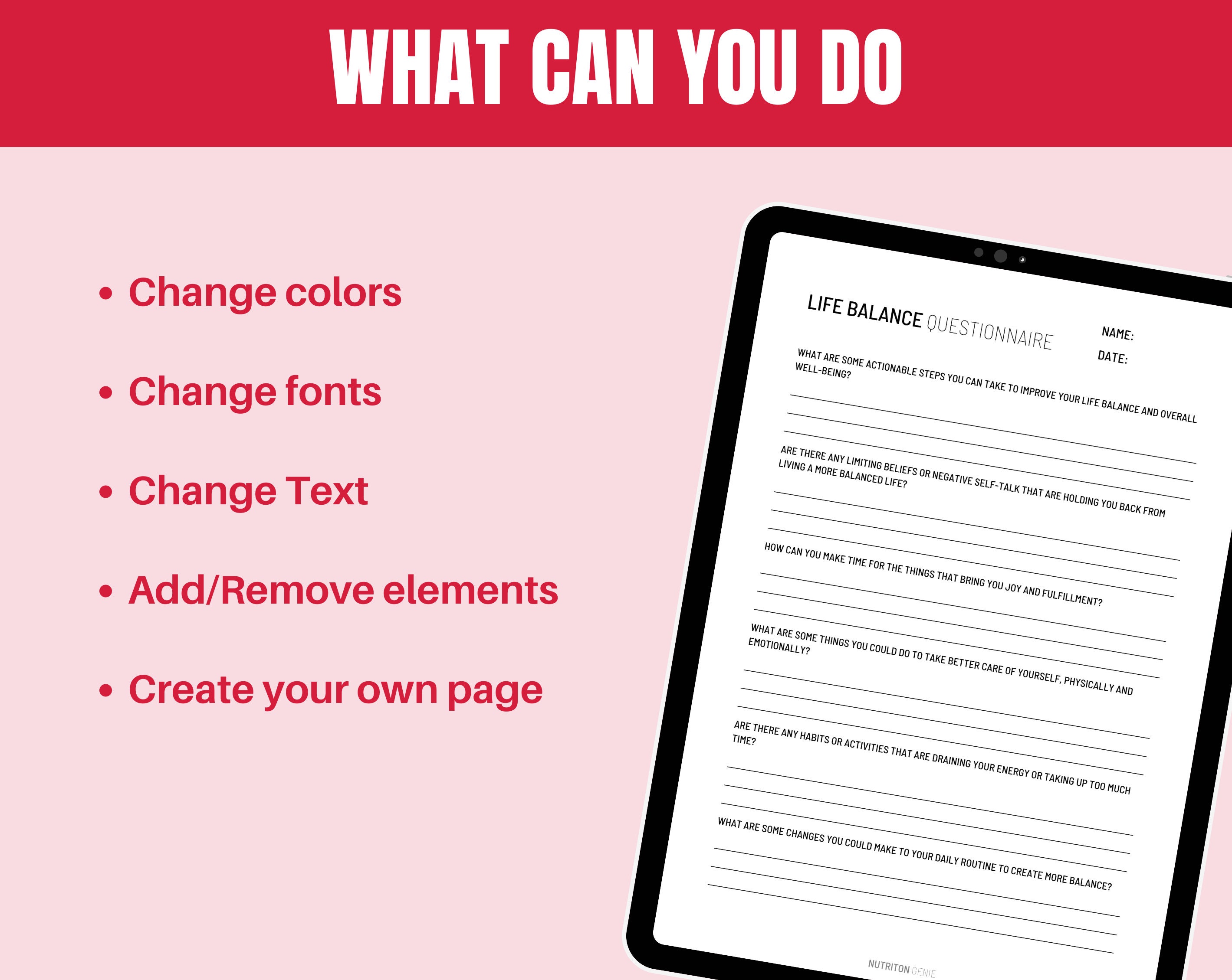 Life Balance Questionnaire Client Template Canva Questionnaire Template ...