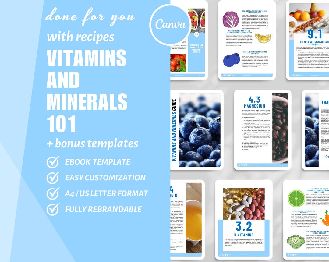 Vitamins & Minerals Canva Ebook Template: Nutrition Coach DFY (digital ...