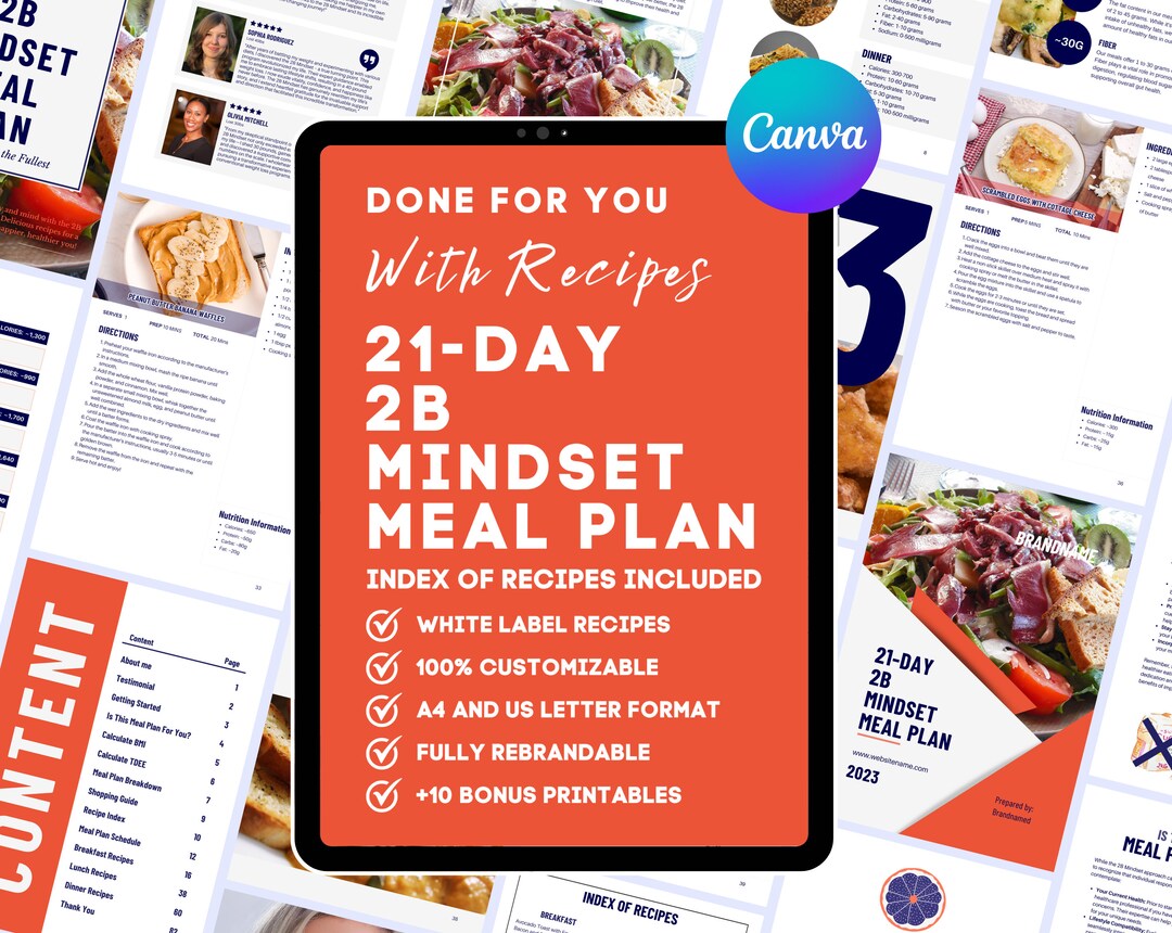 3-week Meal Plan 2B Mindset Recipes Macro Diet Meals Cookbook Wellness ...