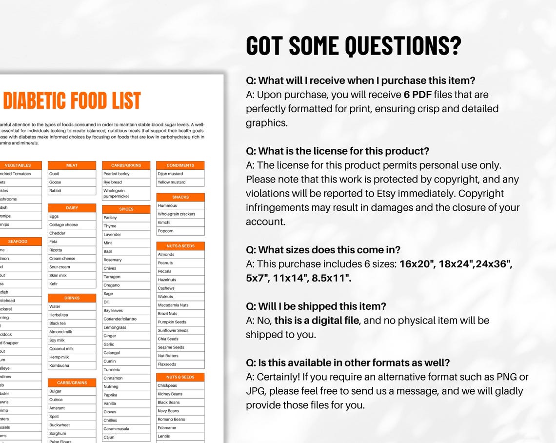 Diabetic Food List: Low Carb Diet Cheat Sheet (printable PDF) - Etsy