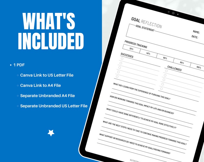 Goal Reflection Worksheet Digital Download Goals Setting - Etsy