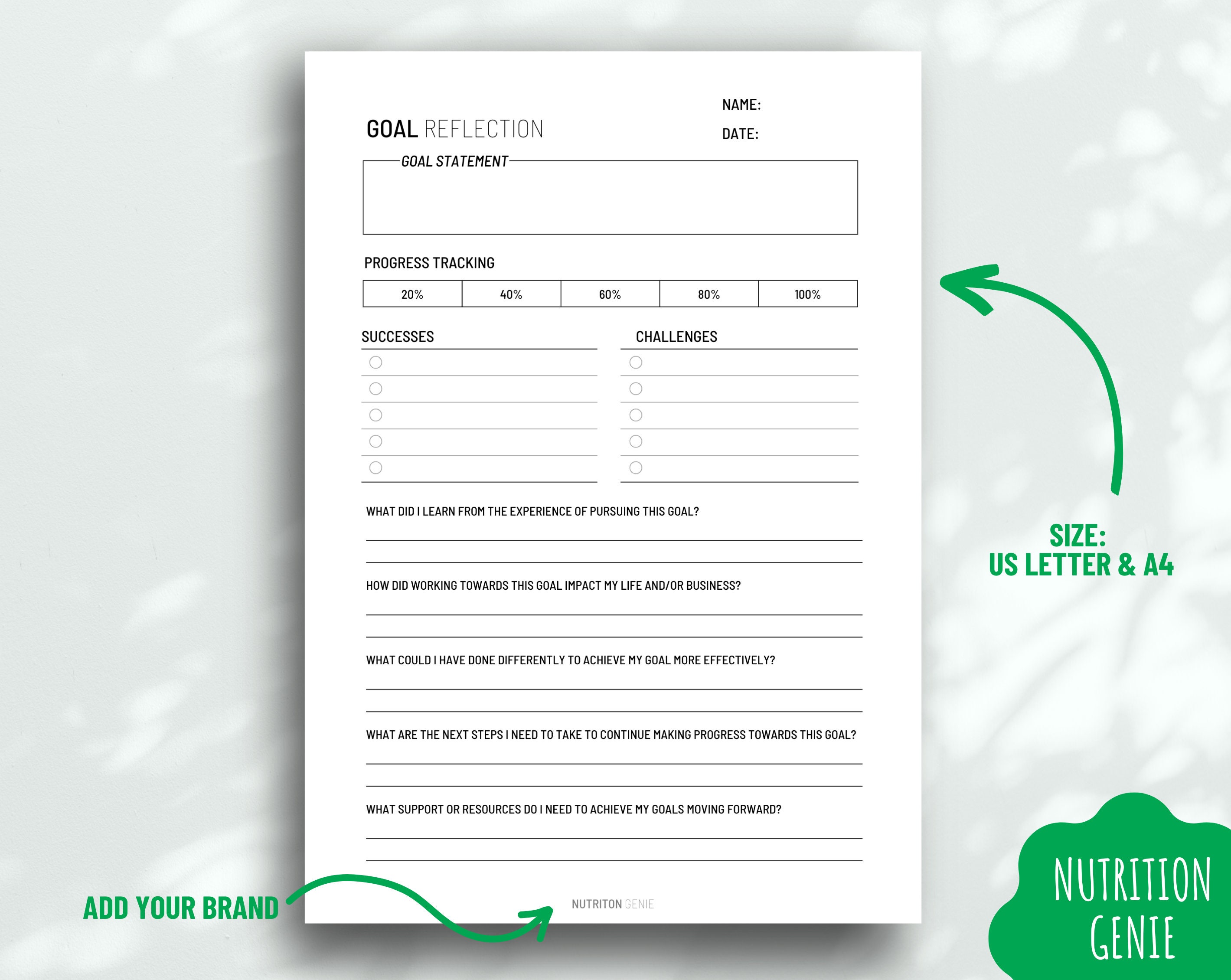 Goal Reflection Worksheet Coaching Template Goals Setting Worksheet ...