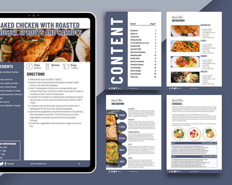 7-day High Protein Meal Plan Template: Canva Cookbook, Nutrition Ebook ...