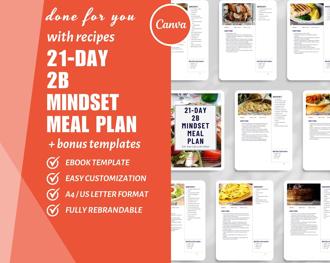 Ebook Template Canva, Weight Loss 2B Meal Plan Template, Small Business ...