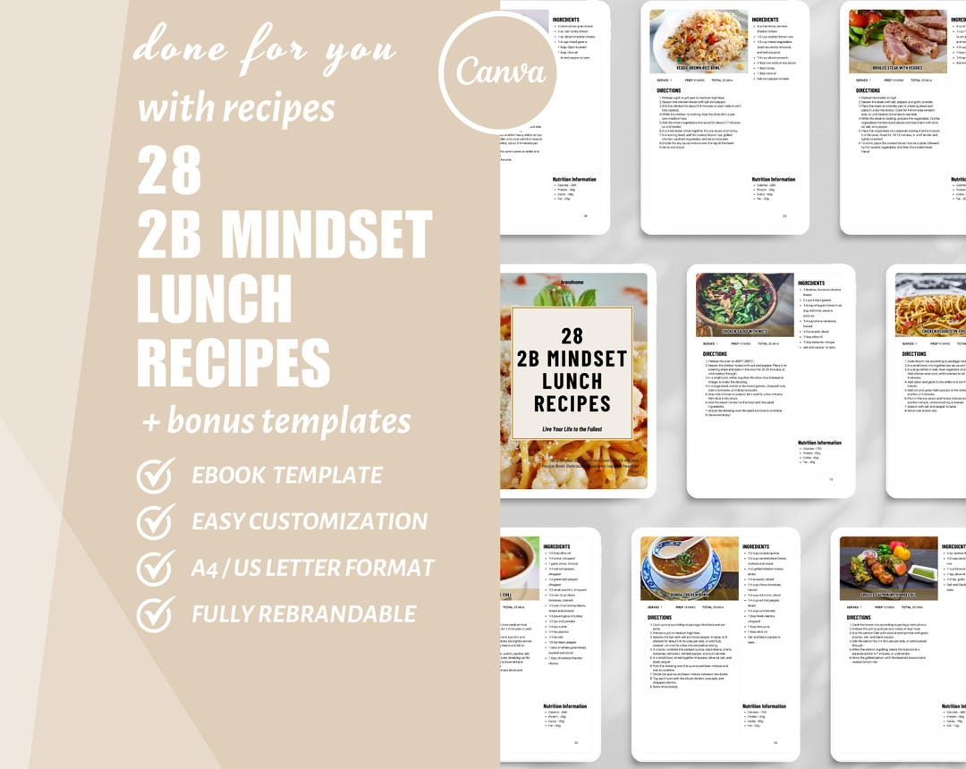 2B Mindset Lunch Recipe Ebook Template: Canva Small Business (digital ...