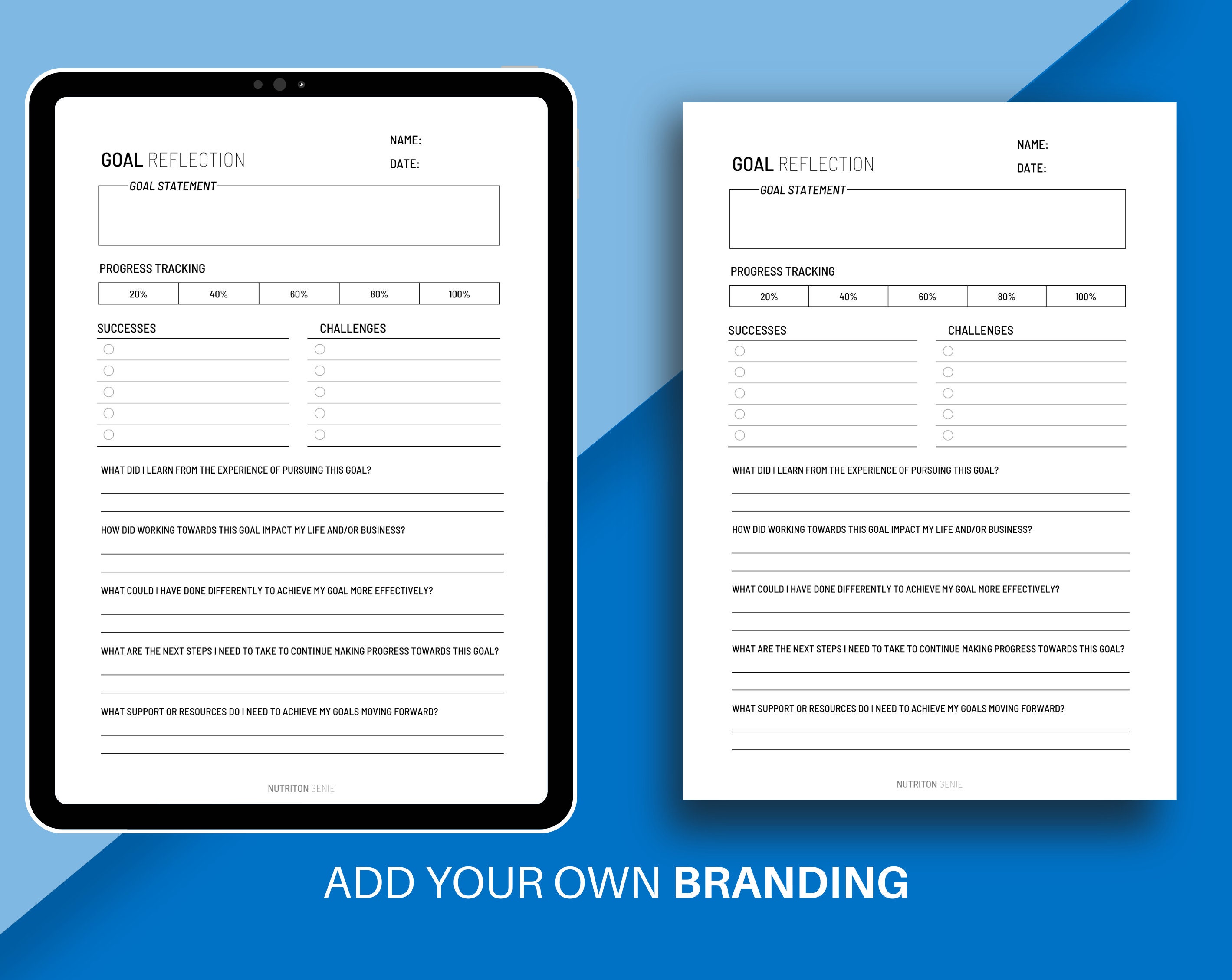 Goal Reflection Worksheet Digital Download Goals Setting Worksheet ...