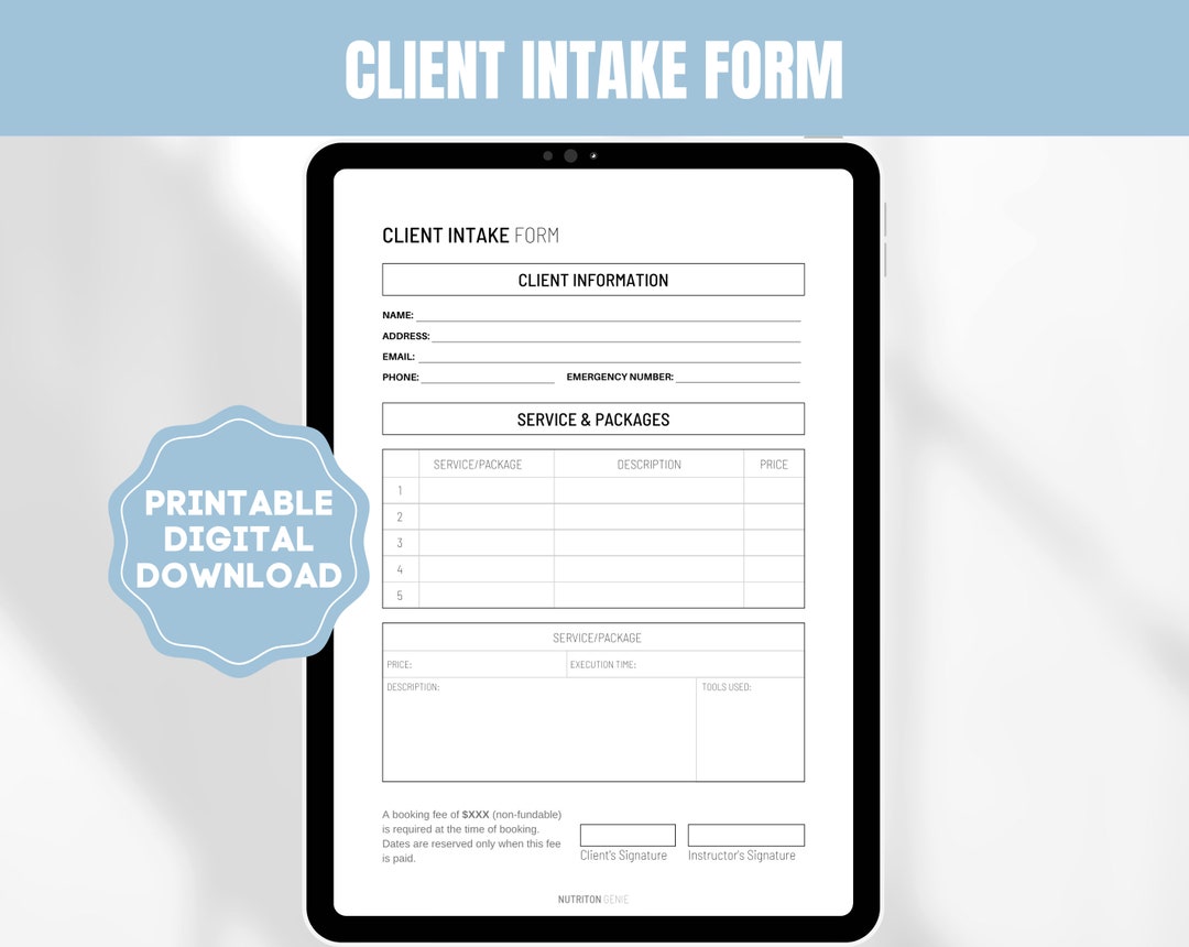 Client Intake Form Digital Download Client Onboarding Template Canva ...