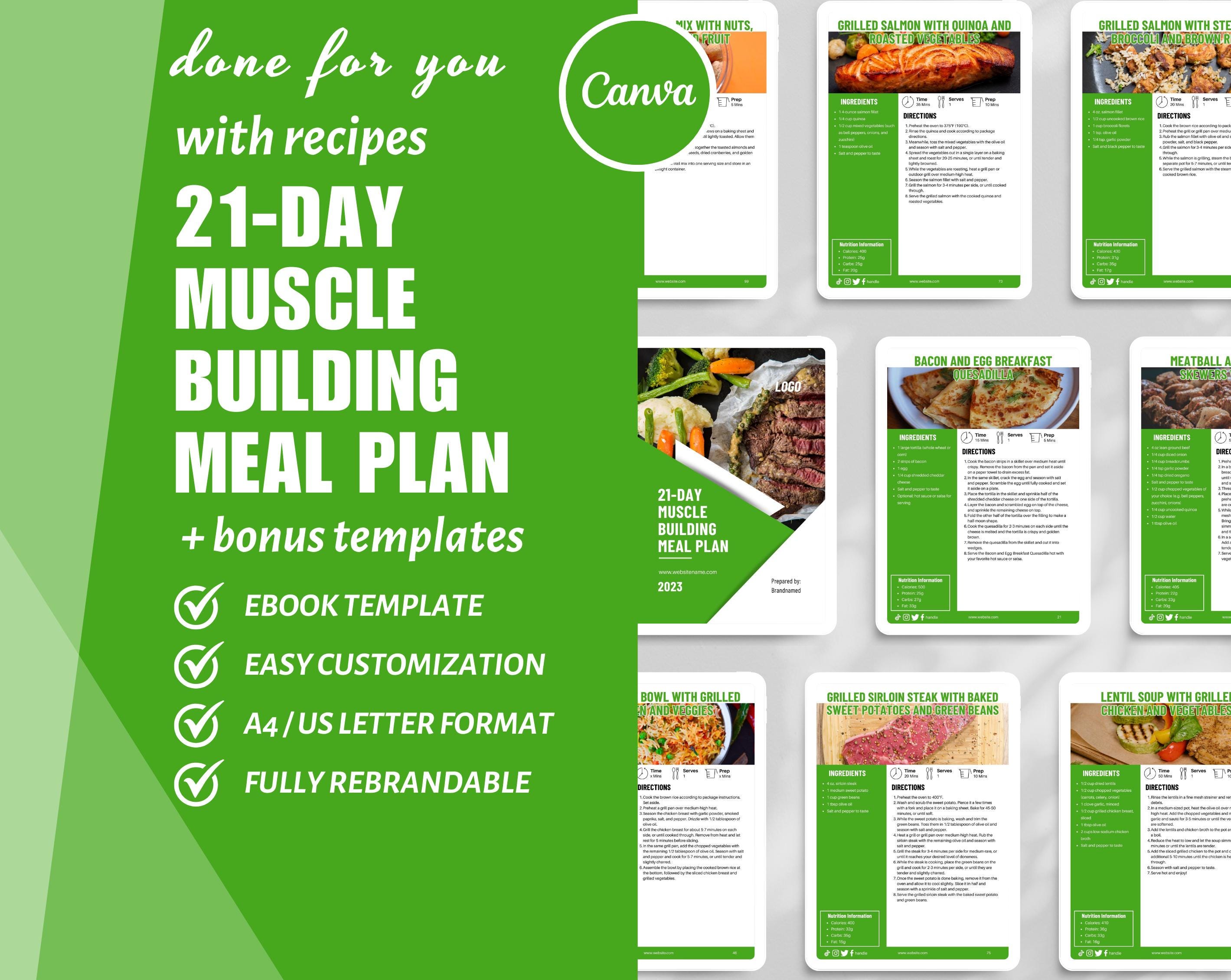 21-day Muscle Building Meal Plan Template Easy Recipe Cookbook Recipe ...