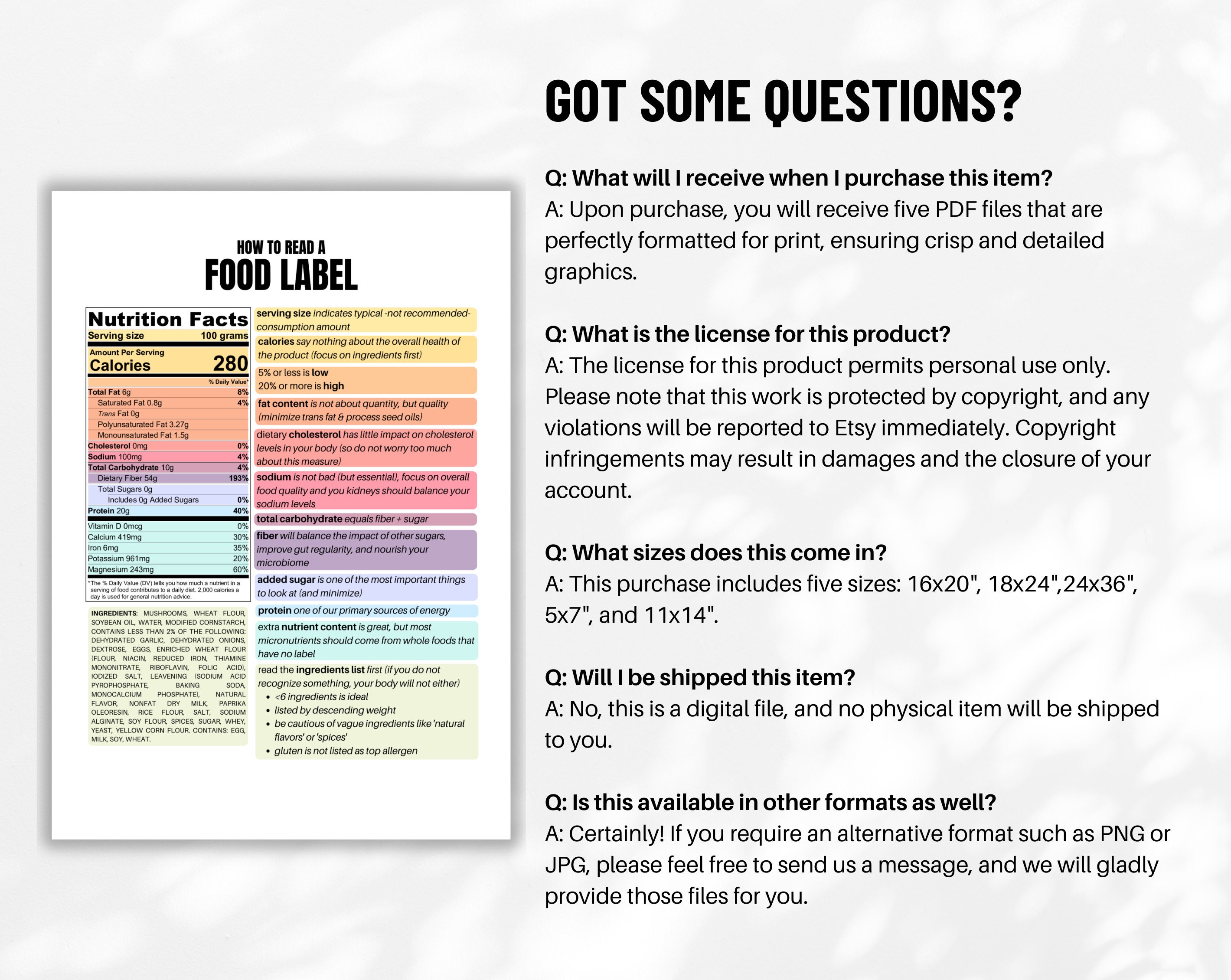 Food Label Guide: Nutrition Facts, Ingredients (digital Download) - Etsy