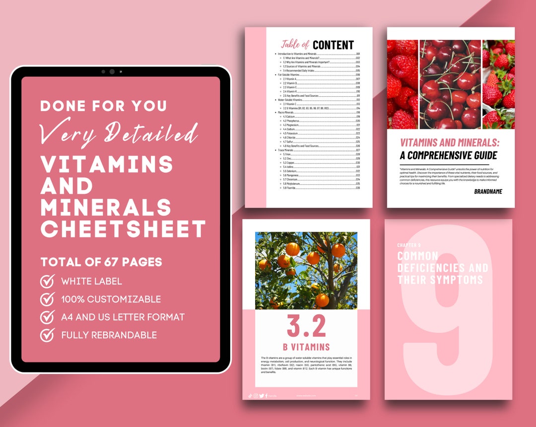 Vitamins and Minerals Cheat Sheet Natural Vitamin Sources for a Healthy ...