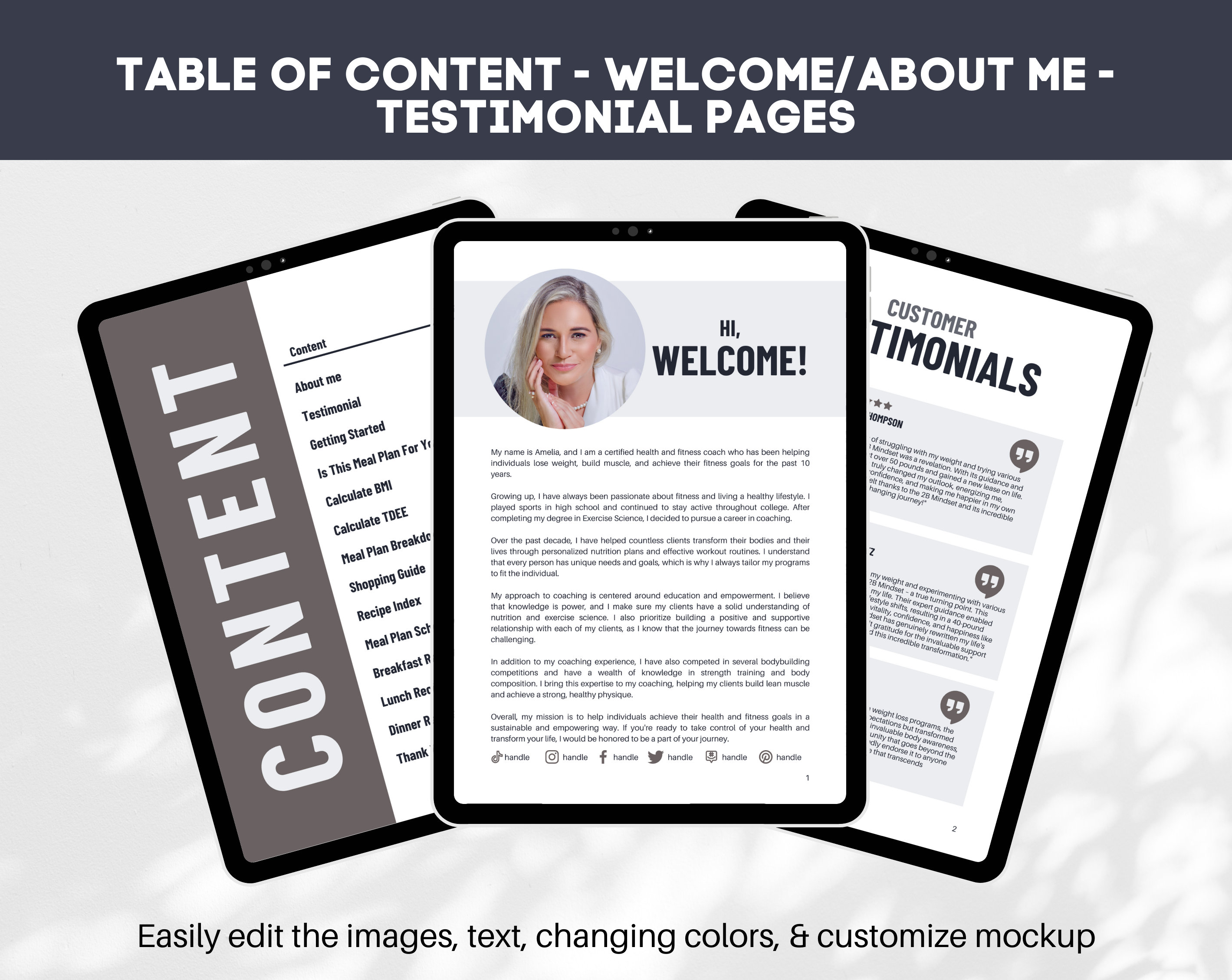 2-week 2B Mindset Meal Plan, Cookbook Recipe Template Canva, Ebook ...