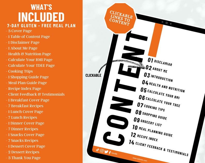 7-day Gluten Free Meal Plan Template, Easy Recipe, Cookbook Recipe ...