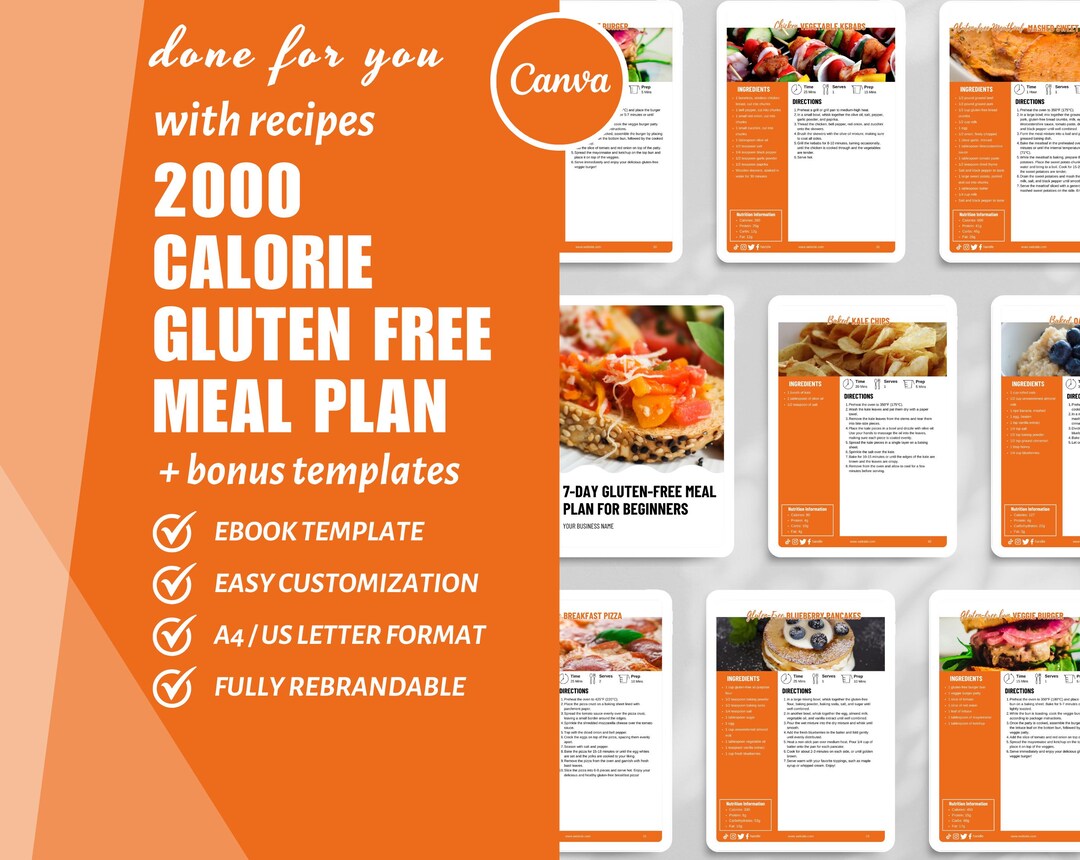 7-day Gluten Free Meal Plan Template, Easy Recipe, Cookbook Recipe ...