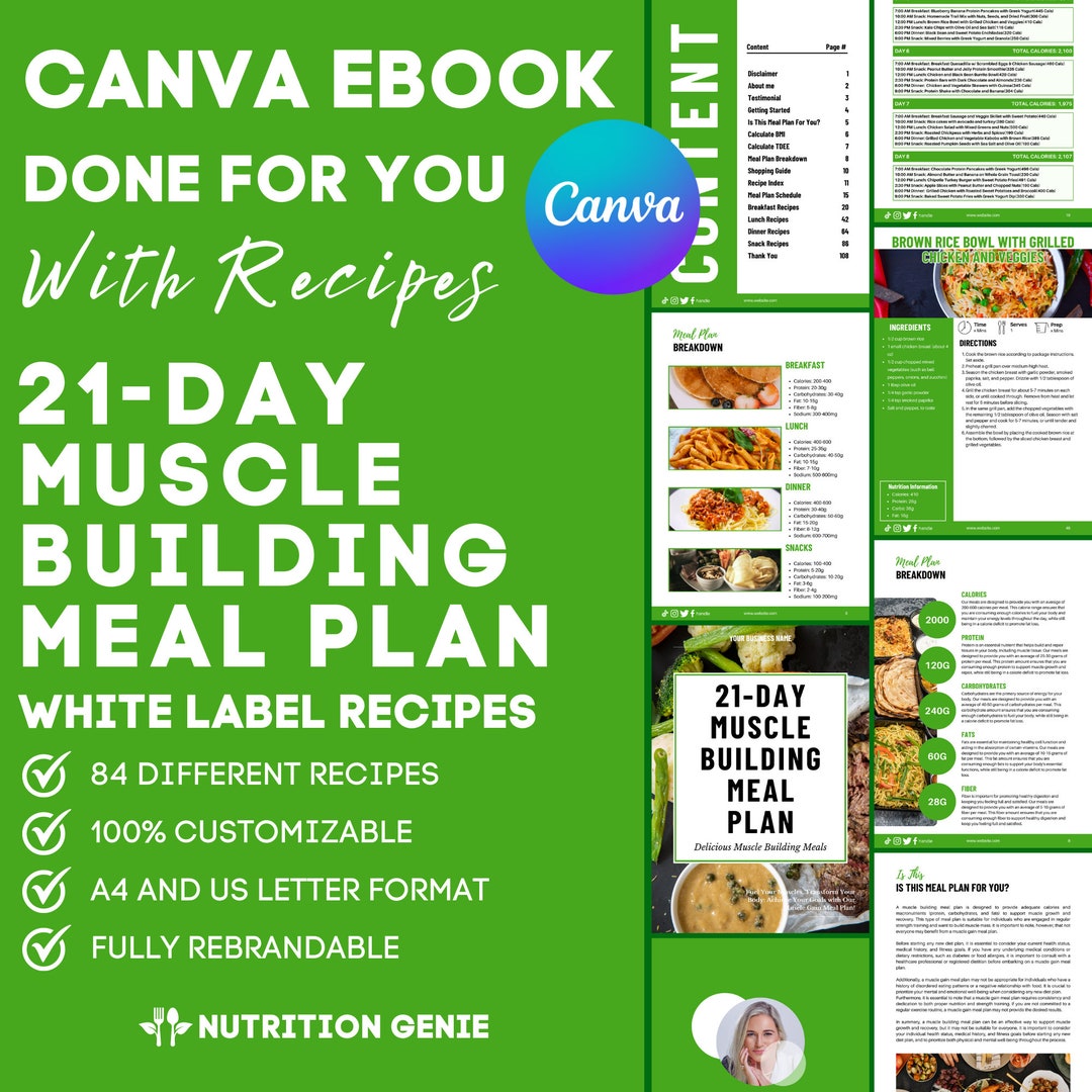 21-day Muscle Building Meal Plan Template Easy Recipe Cookbook Recipe ...