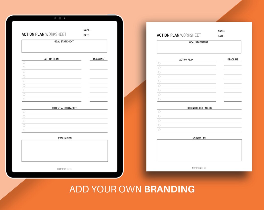 Digital Goal Action Plan Canva Worksheet Goal Action Plan Template ...
