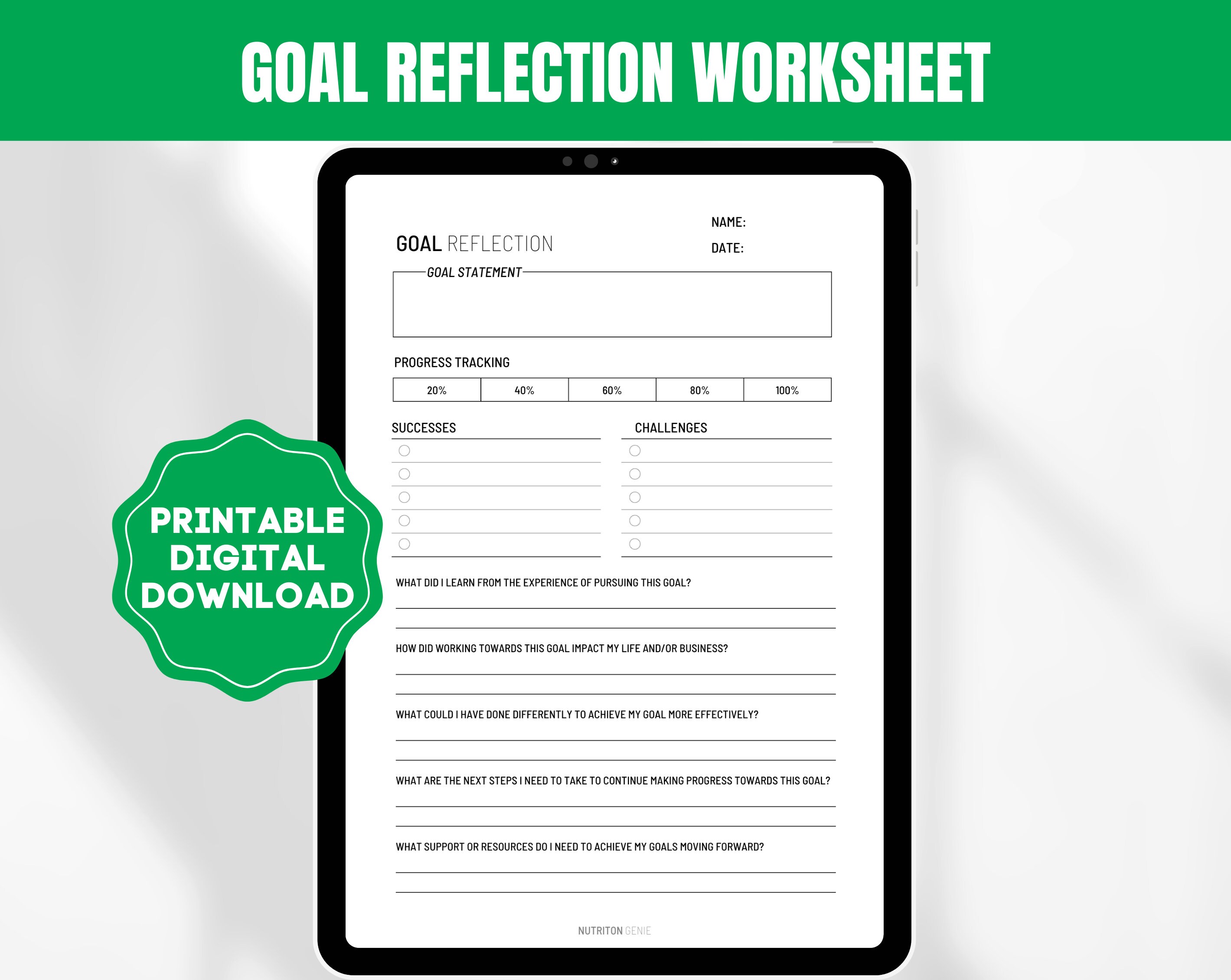 Goal Reflection Worksheet Coaching Template Goals Setting Worksheet ...