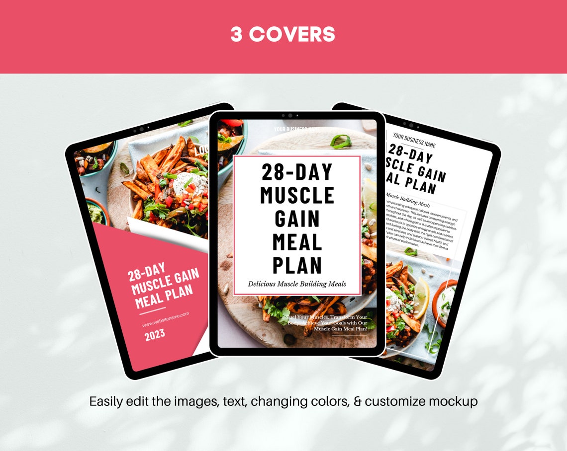 28-day Muscle Gain Meal Plan, Cookbook Recipe Template Canva, Ebook ...
