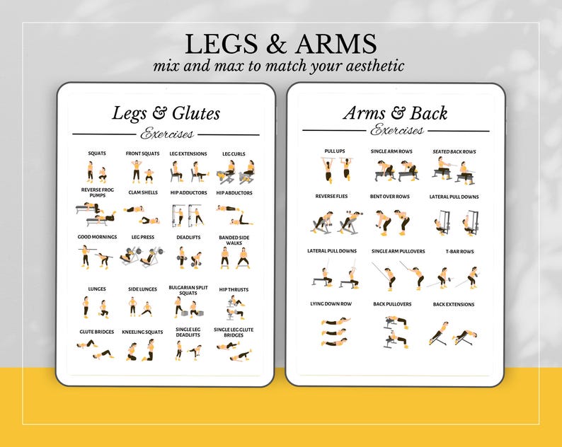 Exercise Illustrations Cheat Sheet: Gym & Home Workouts (digital ...
