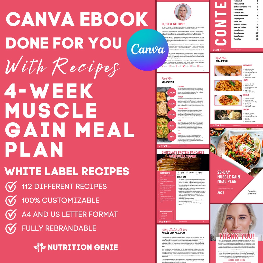 4-week Muscle Gain Meal Plan Template, Easy Recipe, Cookbook Recipe ...