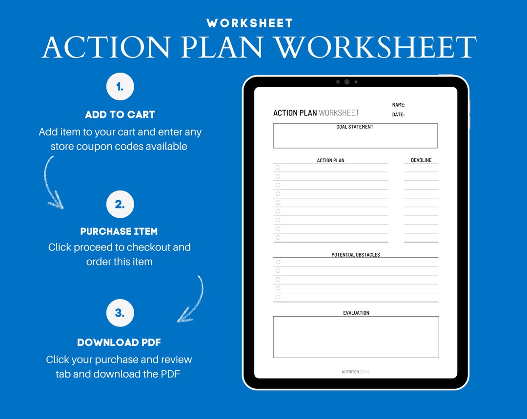 Digital Goal Action Plan Canva Worksheet Goal Action Plan - Etsy