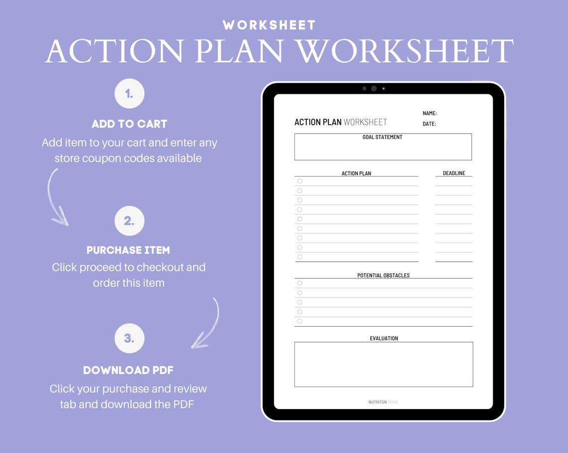 Digital Goal Action Plan Canva Worksheet Goal Action Plan - Etsy