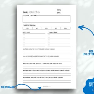 Goal Reflection Worksheet Digital Download Goals Setting Worksheet ...
