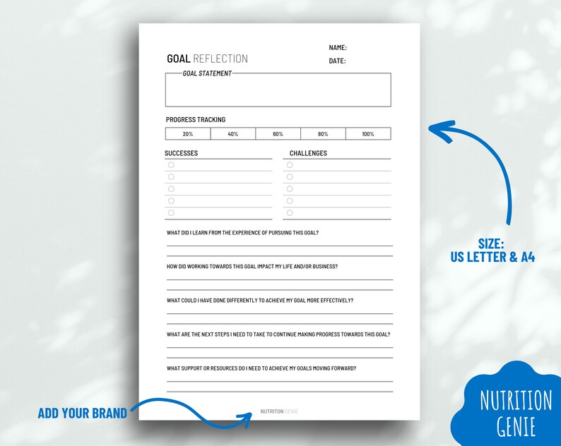 Goal Reflection Worksheet Digital Download Goals Setting Worksheet ...