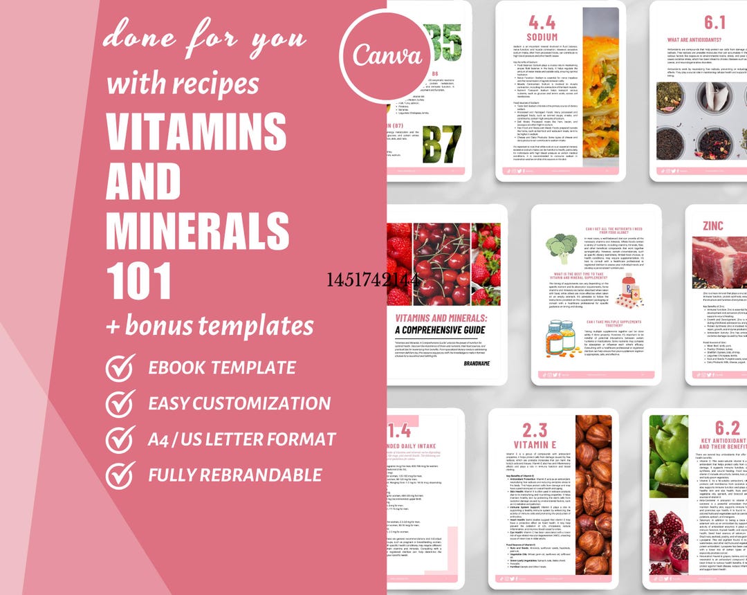Vitamins and Minerals Canva Ebook Template: Nutrition Coach (DFY ...