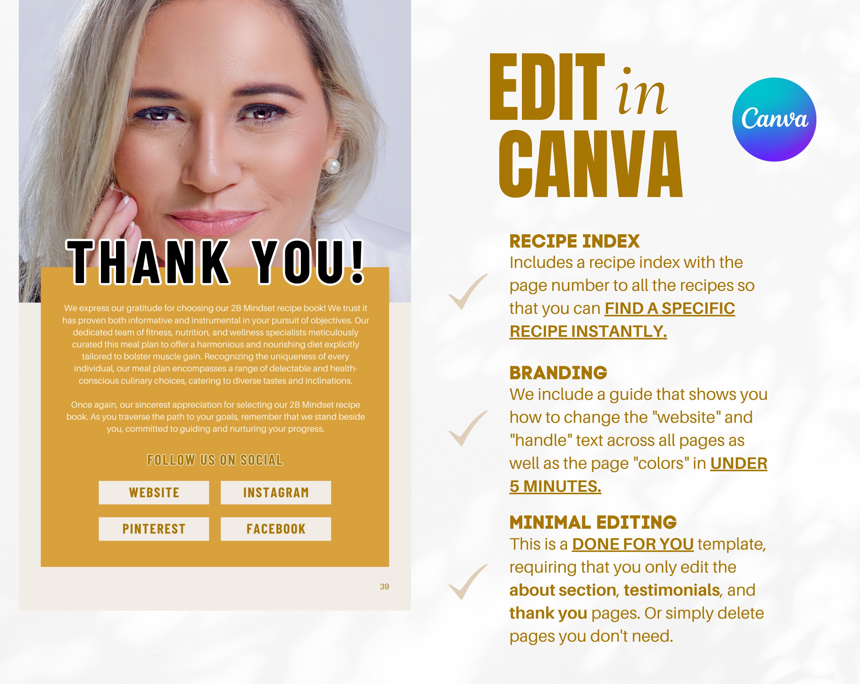 2B Mindset Meal Plan Cookbook Healthy Meal Planning Health Wellness ...